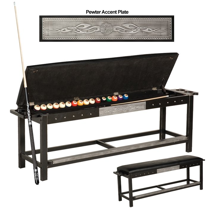 Harley-Davidson Pool Table Bench with Storage