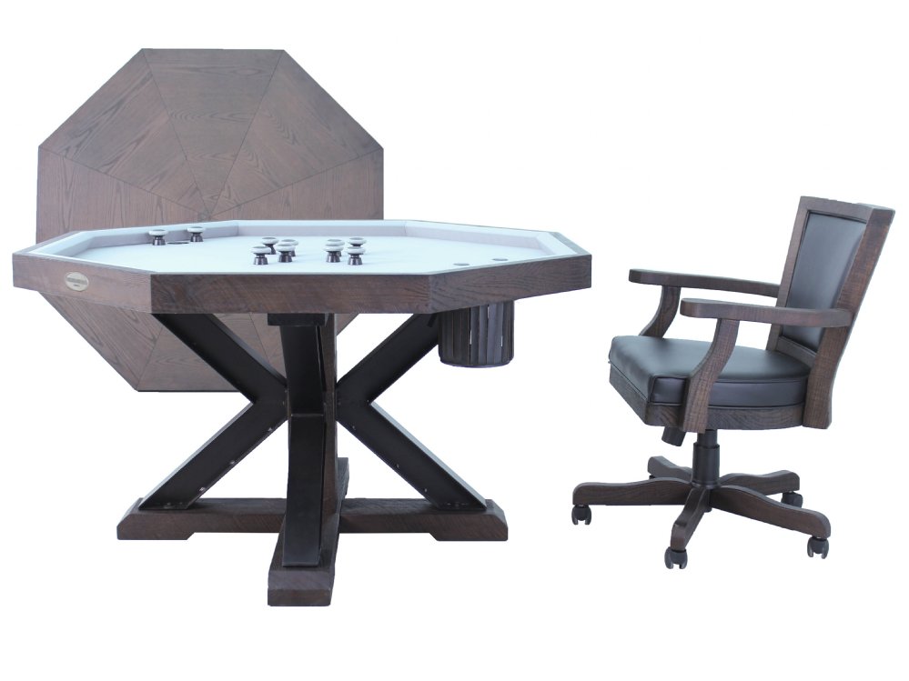 3 in 1 Table - Octagon 54 inch Weathered Table with Slate Bumper Pool ...